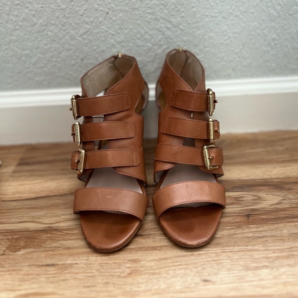 MICHAEL Michael Kors | Shoes | Michael Kors Viola Leather Buckle Heels ...